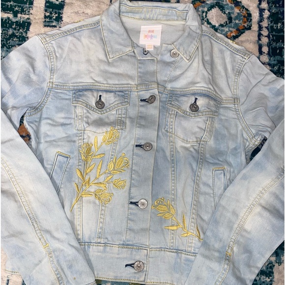 LuLaRoe | Jackets & Coats | Lularoe Harley Denim Jacket With Roses ...
